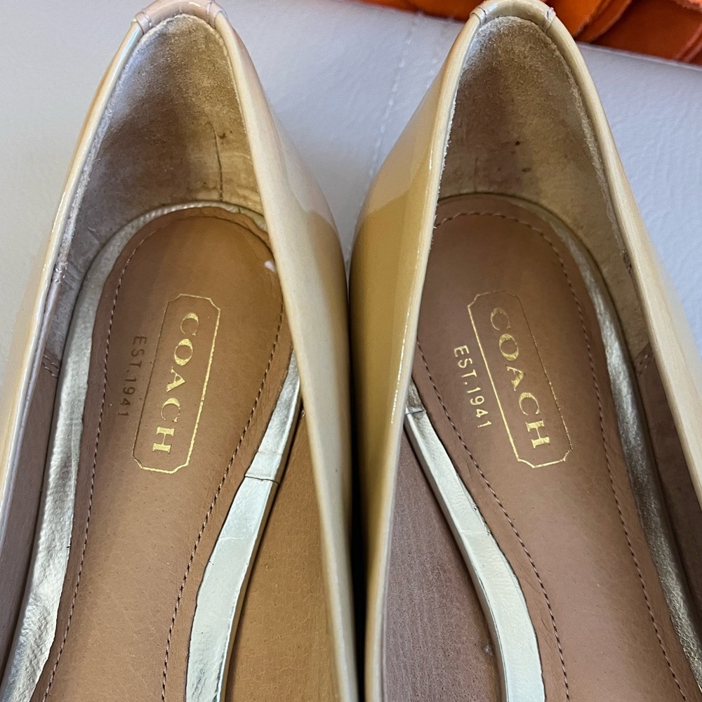 Coach Tabitha Tan Patent Leather Penny Loafers - Gem